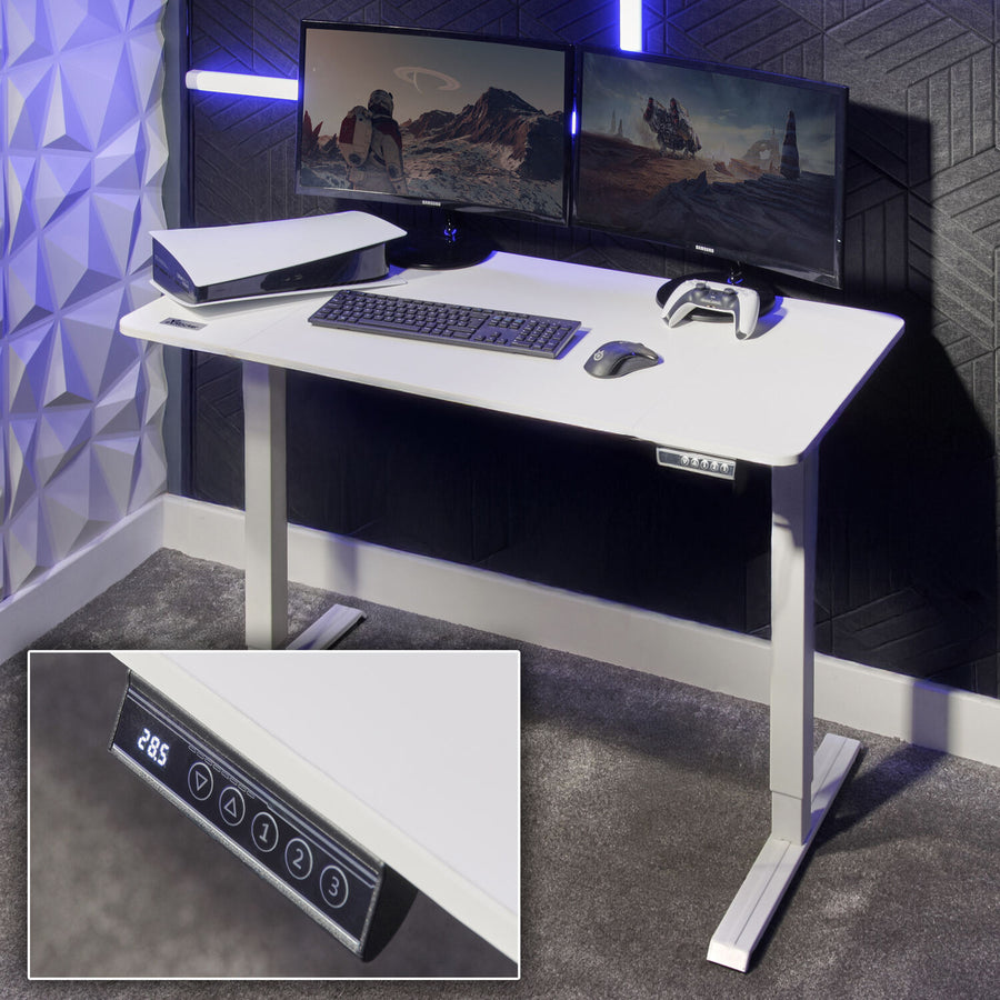 Ascend Electric Height Adjustable Gaming Desk – White | X Rocker UK