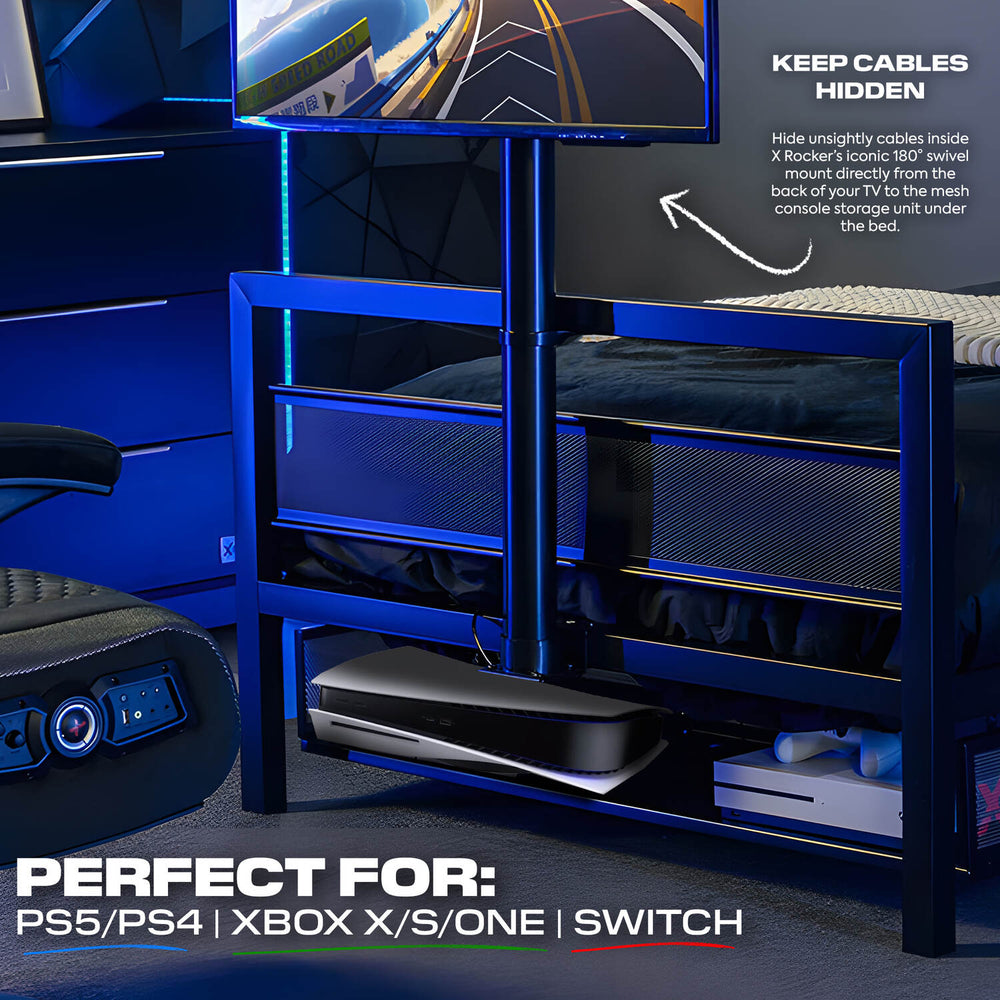 Gaming Beds | X Rocker Basecamp Single Size TV Gaming Bed - Black