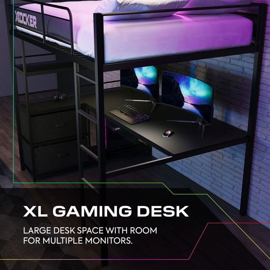 X Rocker Battlebunk XL Double High Sleeper Bed with RGB Lighting